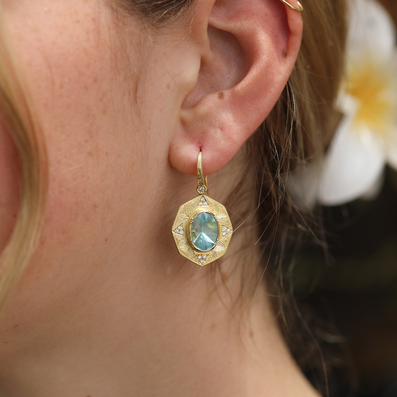 Brooke Gregson | Talisman Shield Aquamarine Earrings at Voiage Jewelry